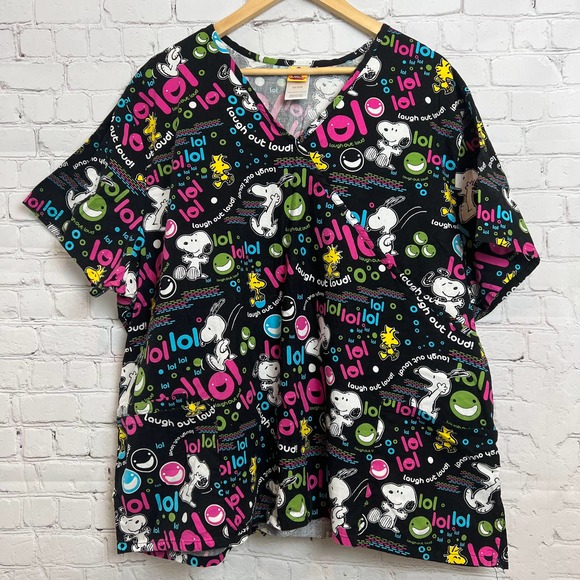 Peanuts | Tops | Peanuts Snoopy Woodstock Scrub Top Lol Fun Laugh Nurse ...